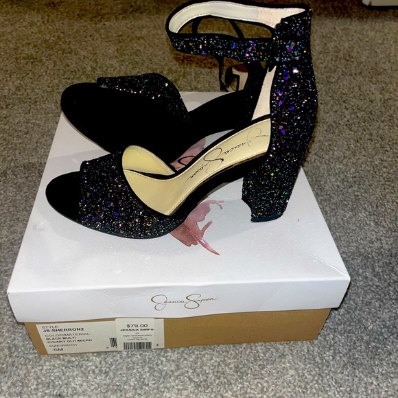 Jessica Simpson | Shoes | Jessica Simpson Black Colorful Chunky Glitter ...